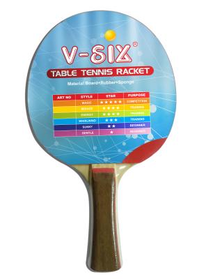 China Reversed Rubber Table Tennis Racket Set 1.5mm Sponge With Color Handle Linden Wood for sale