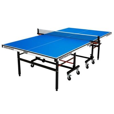 China Blue Foldable Table Tennis Table with Side Wheel Φ75mm 4-pcs. Suitable For Indoor/Outdoor for sale