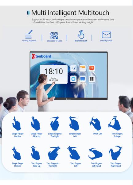 55 65 75 85 86 98 110' 4K LCD Digital Interactive Touch Panel Per l'insegnamento scolastico