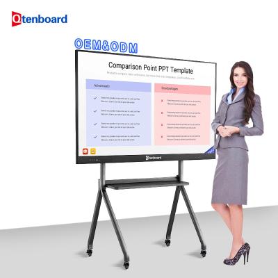 中国 Qtenboard 75 インチ Windows スマートホワイトボード 会議用のスマートペンを備えた教室用ソフトウェアのためのインタラクティブなフラットパネル 販売のため