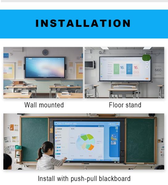 Qtenboard 75 pollici Dual System 40 Point Touch Screen Smart Interactive Whiteboard Pannello piatto per classe scolastica