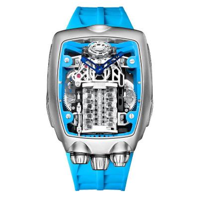 China OBLVLO Bugatti‑Inspired V16 Engine Skeleton Automatic Watch, Men’s Tonneau‑Shaped Thick Mechanical Wrist Watch for sale