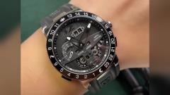 Wholesale Black Dial Skeleton Multifunction Watch, 24 Hour Bezel Rubber Strap Watch for Men