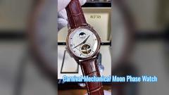 Carnival 7750 Automatic Mechanical Watch Moon Phase Skeleton Dial Men Leather Wristwatch