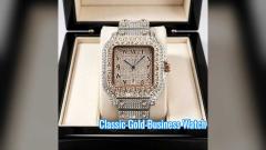 Classic Gold Business Watch Elegant Leather Strap