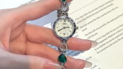 Colorful Gemstone Thin Chain Rhinestone Ladies Quartz Watch Display