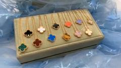 Multi-color Four Leaf Clover Pendant Necklace Gold Chain Women Jewelry
