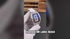 Full Diamond Bezel RM Women Watch Blue Skeleton Dial
