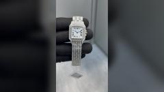 Square Full Diamond Women Watch Roman Numeral Dial Stainless Steel Luxury Quartz Wristwatch For Ladi