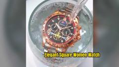 Square Roman Numeral Stainless Steel Ladies Wrist Watch Wrist Show & Unboxing
