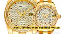 Luxury Full Diamond Dial Men Stainless Steel Business Watch Display