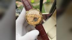 Gold Tourbillon Leather Luxury Watch