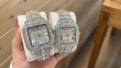 Iced Out Square Bling Watch | Full Paved Simulated Diamond Stainless Steel Hip‑Hop Wrist Watch