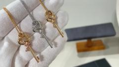 Knot Key Pendant Necklace, Twisted Rope Key Crystal Jewelry for Women
