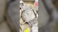 Luxury Square Diamond Men Watch, Full Iced Out Stainless Steel Wristwatch