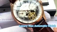 Luxury Two-tone Gold Stainless Steel Men's Automatic Watch Multifunction Calendar Wristwatch