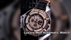 OBLVLO HM-BGT Men Large Dial Automatic Mechanical Watch, Luxury Sport Chronograph Wristwatch
