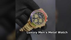 Men’s Chronograph Quartz Watch with Stainless‑Steel Band