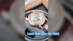 Reef‑Tiger Rose‑Gold Automatic Watch with Moon‑Phase & Diamond Bezel