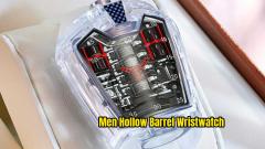 Transparent Tonneau Skeleton Watch 3 Colors Display & Wearing Show