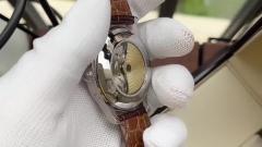 White Dial Moon Phase Annual Calendar Brown Leather Men Watch
