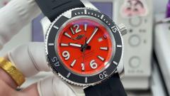 Orange Dial Diver Men Automatic Watch Rotating Bezel Black Rubber Strap