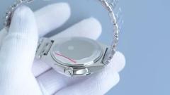 Stainless Steel GMT Automatic Watch, Burgundy Striped Dial Steel Bracelet Dual Time Zone Sports Wris