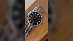 Classic Men Dress Watch Black Dial Roman Numerals Steel Bracelet