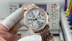 42mm Rose Gold Automatic Chronograph Silver Dial Wristwatch