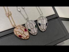 Snake Head Pendant Necklace Full Paved Crystal Women Luxury Jewelry