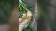 Gold Snake Shape Ladies Wrist Watch Crystal Diamond Bezel White Roman Dial Luxury Metal Bracelet Qua