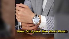 Octagonal Stainless Steel Men Luxury Business Watch Wrist Show & Unboxing