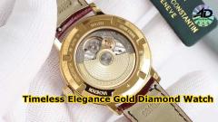 38mm Yellow Gold Diamond Bezel Dress Watch White Textured Dial