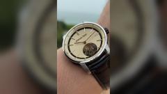 Flying Tourbillon Mechanical Watch for Men, Textured Dial Leather Strap Formal Wristwatch
