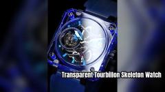 OBLVLO Square Transparent Crystal Tourbillon Skeleton Mechanical Watch for Men