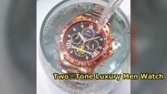 Two‑Tone Gold Steel Chronograph Men Watch Wrist Show & Unboxing