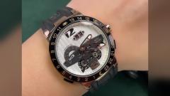 Wholesale White Dial Multifunction Watch, Gold Case 24 Hour Bezel Rubber Strap Watch for Men