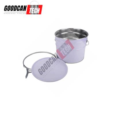 China 10liter White Tin Pail Bucket 0.35mm Thickness OEM With Rubber Strip Gasket for sale