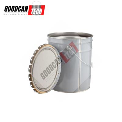 China Grey Lacquer Coating Printing Conical Pail 18 Liter 4.76 Gal With Curling Flower Lug Lid for sale
