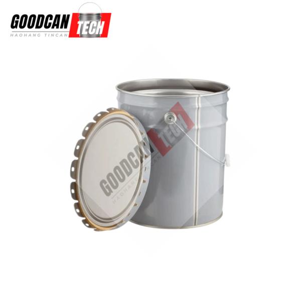 Quality Grey Lacquer Coating Printing Conical Pail 18 Liter 4.76 Gal With Curling Flower for sale