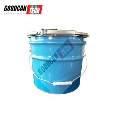 China OEM 10L Painted Tin Pails With Lock Hoop 0.35mm Body Thickness Inner Gold Lacquer for sale