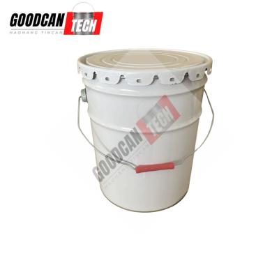 China White Conical Pail 18liter Chemical Paint Tin Cans OEM Printing With Flower Lug Cover for sale