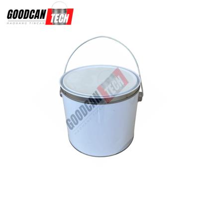 China White Empty Round Paint Tin Cans 2.5liter With Steel Handle Metal Cover for sale