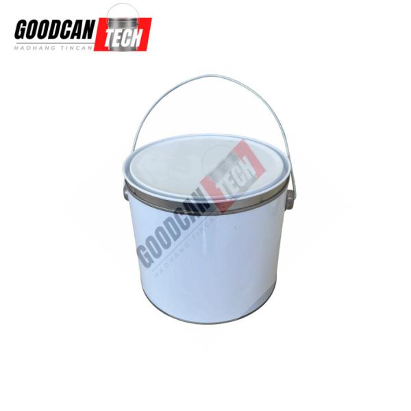 Quality White Empty Round Paint Tin Cans 2.5liter With Steel Handle Metal Cover for sale
