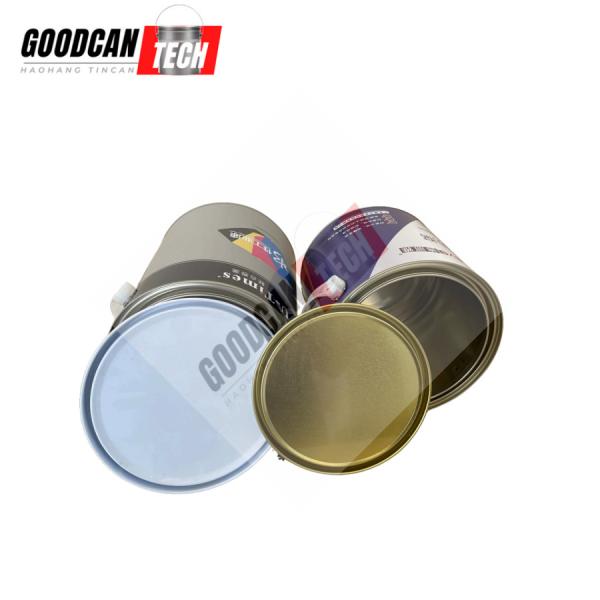 Quality Industrial Round Car Paint Tin Cans 2.5liter With Metal Cover OEM Printing for sale