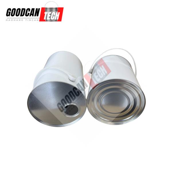 Quality Industrial Round Tin Paint Cans 6liter White Coated With 42mm Plastic Cap for sale