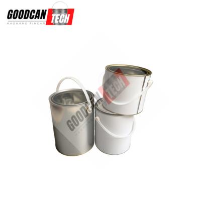 China Empty Metal Paint Can With Lid 3liter 2.5liter Poly Putty Round Tin Cans OEM Printing for sale