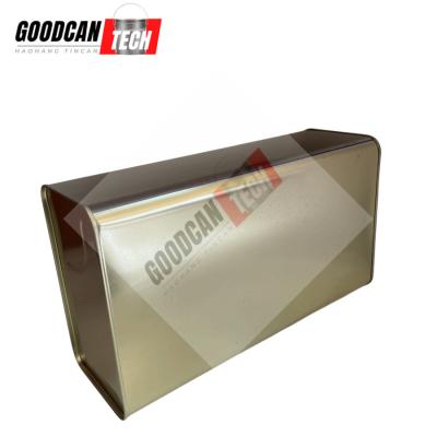 China Gold Rectangular Tin Cans 3.7L With Plastic Handle 1 Gallon Capacity for sale