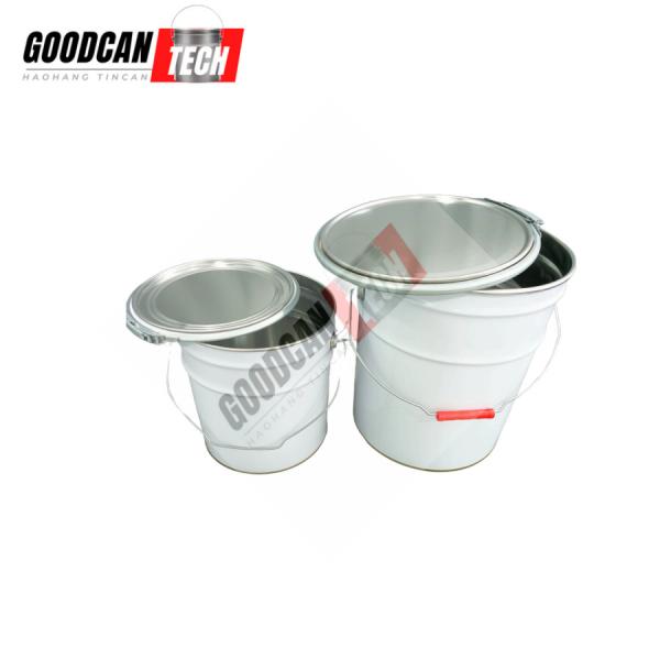 Quality Conical Tin Pail Components Metal Pail Lid 5liter 0.28mm Thick White Coated With Lock Hoop for sale