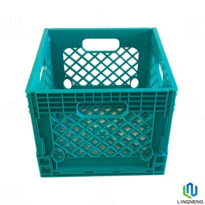 China 16 Quart Collapsible Milk Crate Stackable Foldable Plastic Crates For Vinyl Record And  Milk for sale